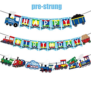 Train Birthday Party Banner Decorations Retro Train Birthday Party Supplies Steam Train Birthday Party Banner Decorations for Train Theme Birthday Party Baby Showers Party Supplies