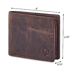Cochoa Wallet for Men's RFID Blocking Real Leather Bifold Stylish 2 ID Window in Gift Box (CRAZY HORSE, COGNAC)