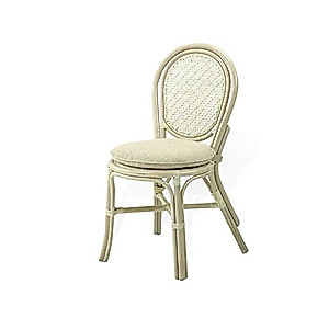 Set of 4 Denver Dining Handmade Wicker Side Chairs with Cream Cushions Natural Rattan, White Wash