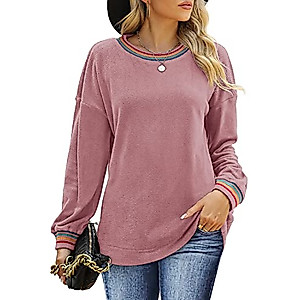 Womens Sweaters for Leggings, Long Sleeve Tee Shirts for Women Pink XL