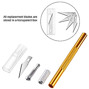 4 Pieces Craft Knife Hobby Knife with 40 Pieces Stainless Steel Blades Kit for Cutting Carving Scrapbooking Art Creation (Yellow, Red, Blue, Rose Red)