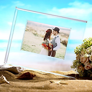 Queekay Wedding Unity Sand Ceremony Photo Frame Clear Acrylic Sand Ceremony Shadow Box with Picture Frame for Wedding Decorations Home Decor Keepsake (Classic Style)