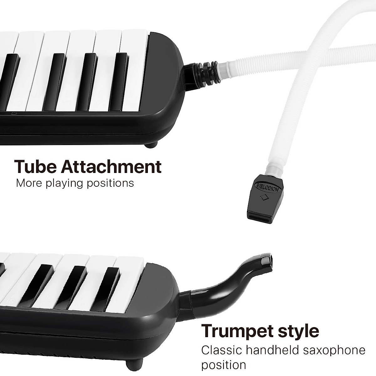 Flexzion Melodica Instrument 37 Keys Air Keyboard Piano for Kids and Adults, Beginner-Friendly Blow Keyboard Wind Instrument, Portable Keyboard Harmonium Instrument (Black)