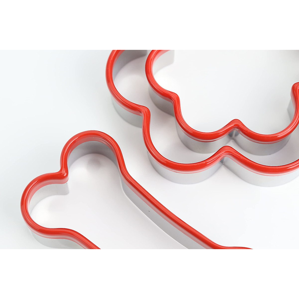 4 Pcs Dog Bone and Dog Paw Cookie Cutters, Dog Treats Cookie Cutter, Dog Bone Shapes Cutters, Homemade Dog Biscuit Treats Cutters, Coated with Soft PVC for Protection