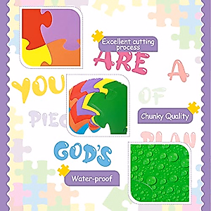 67 Pieces Large Puzzle Cutouts Bulletin Board Set Bible Verse Paper Cuts Classroom Decor You are a Piece of Gods Plan Cut Outs School Puzzle Accents Paper for Classroom Nursery Door Wall Decor