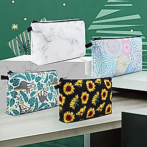 MAGEFY Sunflower Makeup Bag for Women, Portable Travel Cosmetic Bag with Black Zipper Pouch Waterproof Makeup Pouch Multifunctional Small Bag for Women (1 pack, sunflower 0173)