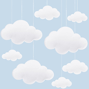 8 Pcs 3D Cloud Decoration Hanging for Ceiling Party Decoration Cloud Ornament Hanging Ceiling Decor for Art Stage Birthday Wedding Baby Shower Nursery Children Bridal Room Party(Delicate,White)