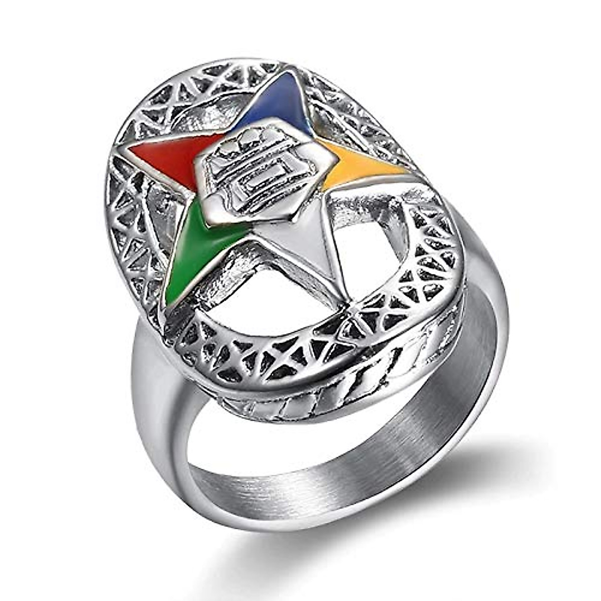 Nattaphol Silver Order of The Eastern Star Rings for Women Ladies Party Band Ring Masonic Jewelry for Women OES Rings (6)