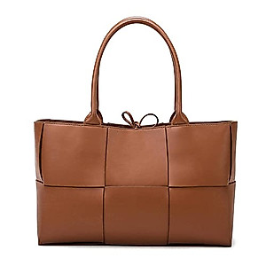 NA Women's Bag 2021 New Hand-Woven Soft Leather Textured Tote Bag Autumn Winter Retro Simple Casual Handbag Brown