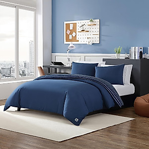 Nautica - King Duvet Cover Set, Soft Reversible Microfiber Bedding with Matching Shams, Solid Home Decor for All Seasons (Longdale Navy, King)