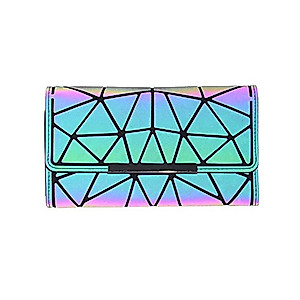 FZChenrry Women Holographic Wallet Geometric Luminous Wallets Lumikay Purse Long Wallet Flash Cross Body Bag NO.2