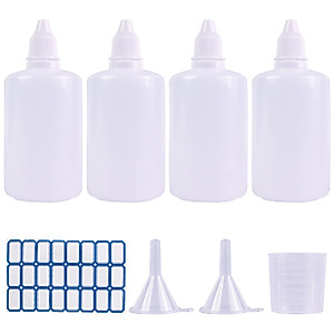 DHAIQC 4 Pcs 100ML Plastic Dropper Bottle, Plastic Empty Squeezable Eye Dropper Bottles Mini Squeeze Eye Liquid Dropper Bottle with Cap (100ml)