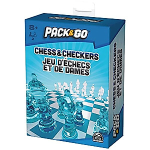 Spin Master Games Pack & Go Chess & Checkers Board Game from Spin Master Games Portable 2-Player Games Chess Board Chess Set for Adults and Kids Ages 8 and up