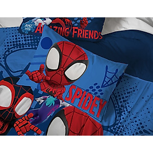 Jay Franco Marvel Spidey and His Amazing Friends Team Spidey Full Size Sheet Set - 4 Piece Set Super Soft and Cozy Kid’s Bedding - Fade Resistant Microfiber Sheets (Official Marvel Product)