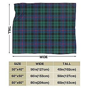 JHSLAJ Morrison Clan Green and Blue Tartan Throw Blanket, Ultra Soft Flannel Blanket Warm Bed Blanket Fit Sofa and Couch