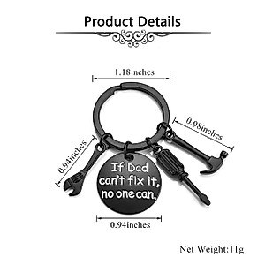 Top Plaza Christmas Gifts for Dad from Daughter Son Father’s Day Birthday Gifts Black Dad Keychain Keyrings If Dad Can’t Fix It, No One Can Dad Presents