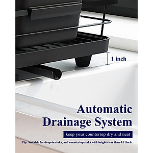 Kitsure Dish Drying Rack- Space-Saving Dish Rack, Dish Racks for Kitchen Counter, Durable Stainless Steel Kitchen Drying Rack with a Cutlery Holder, Drying Rack for Dishes, Knives, Spoons, and Forks