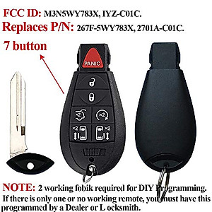 BESTHA for 2008-2015 Chrysler Town and Country 2008-2014 Dodge Grand Caravan Keyless Entry Remote Key Fob Replacement M3N5WY783X IYZ-C01C