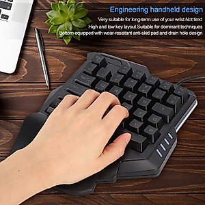 One Hand Gaming Keyboard, OneHanded Throne Left Hand Mechanical Keypad Mobile Game External, Ergonomic High and Low Key Design for Better Gaming Experenice