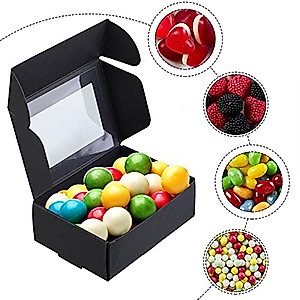 100 Pieces Soap Packaging Boxes Kraft Mini Paper Box with Window Present Packaging Box Treat Box for Homemade Soap Favor Treat Bakery Candy, 3.34 x 2.36 x 1.18 Inch(Black)
