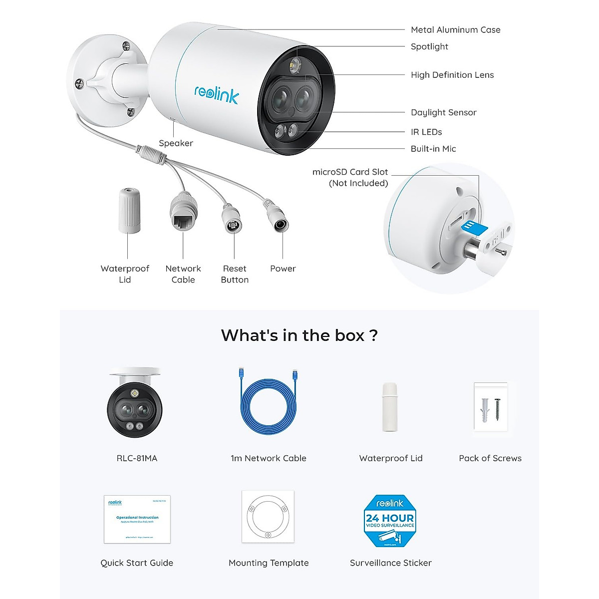 REOLINK Dual View PoE Camera - IP Security Camera System with 1x 4K Wide-Angle Lens and 1x 3MP Telephoto Lens for A Close-up, AI Detection, Color Night Vision, Two-Way Talk, RLC-81MA