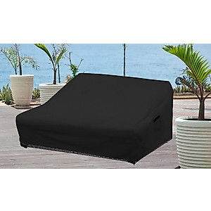 WORUO Outdoor sunbed waterproof cover, heavy-duty rattan sofa chair cover, 600D tear resistant, UV resistant, waterproof courtyard furniture cover, black
