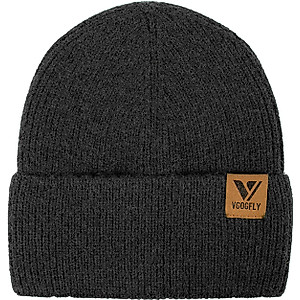 Vgogfly Unisex Knit Beanie Hats Slouchy Winter Knitted Hat Warm Men Women Soft Stocking Cap Ski Cuffed Black