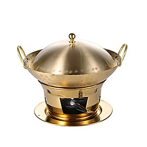 UGCER Copper Chafing Dish Buffet Warmer Set, Alcohol Stove Cooking Pot with Food Pan, Fuel Holder and Lid for Catered Events Parties,20cm
