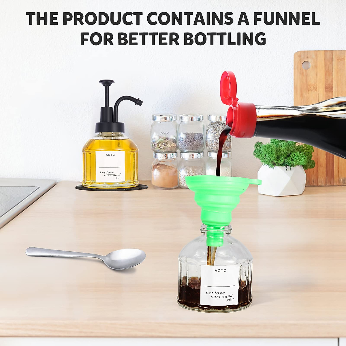 ADTC Coffee syrup dispenser,Syrup dispenser,Glass syrup bottle with pump,Concentrated juice glass bottle,Olive oil bottle,coffee bar,home bar,6.7 oz,Black