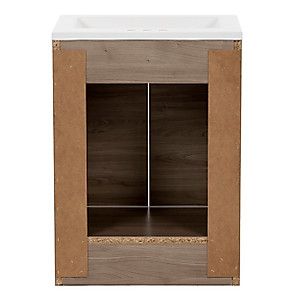 Spring Mill Cabinets Tarni Small Bathroom Vanity with 2-Door Cabinet and White Vanity Top with Sink, 24.5" W x 18.75" D x 32.89" H, Forest Elm