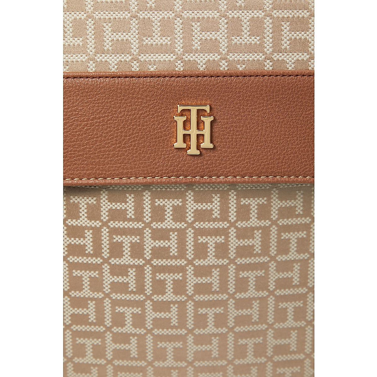 Tommy Hilfiger Camilla II Flap Backpack-Square Monogram Jacquard Khaki Tonal One Size