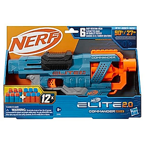 NERF Elite 2.0 Commander RD-6 Dart Blaster, 12 Darts, 6-Dart Rotating Drum, Outdoor Toys, Ages 8 and Up
