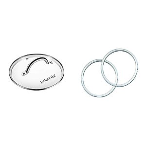 Instant Pot Tempered Glass Lid, 10" Stainless Steel (8 Qt/ 8L model) & Sealing Rings 2-Pack Clear, 8 Quart