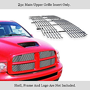 APS Compatible with Dodge Ram 2002-2005 Main Upper Stainless Steel Chrome Horizontal Billet Grille Grill Insert D85374A