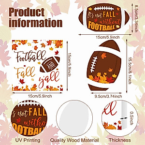 Jetec 3 Pcs Fall Football Decor Thanksgiving Fall Tiered Tray Decor Orange Maple Wooden Table Centerpieces Farmhouse Rustic Decor Decorative Table Decorations for Autumn Harvest Table Shelf(Classic)