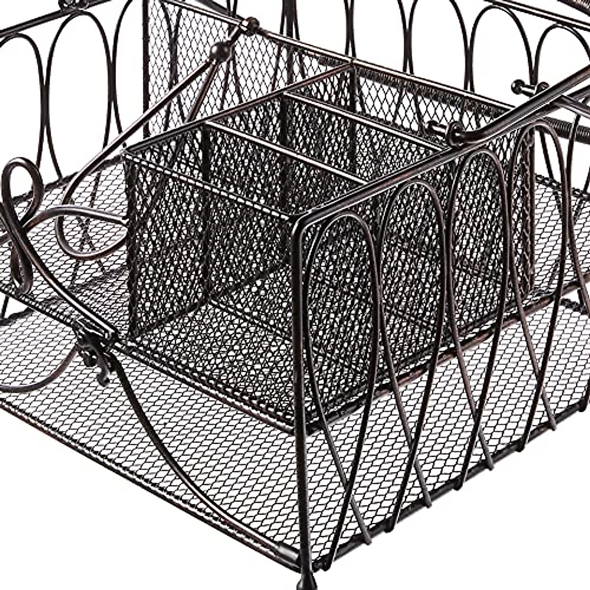 Gourmet Basics by Mikasa Loop Picnic Plate Napkin and Flatware Storage Caddy, Large, Antique Black