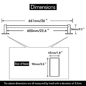 KES Self Adhesive Towel Bar, No Drill Towel Bar 24-Inch for Bathroom Towel Hangers Stick on Sticky Towel Holder SUS304 Stainless Steel Rustproof Brushed Finish, A7000S60B-2