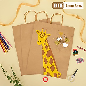 Moretoes 55pcs Brown Paper Bags with Handles, 13x7x17 Inches Large Gift Bags, Gift Bags Kraft Shopping Bags in Bulk for Boutiques, Small Business, Retail Stores, Gifts & Merchandise