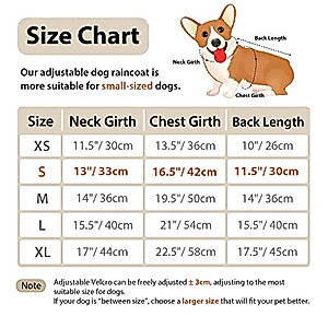 KALERA Adjustable Dog Raincoat, Waterproof Dog Rain Poncho Slicker 4-Leg Puppy Rain Hoodie, Pet Rainwear Jacket with hat, Transparent Brim, Reflective Strip & Leash Hole for Small Dogs (Small)