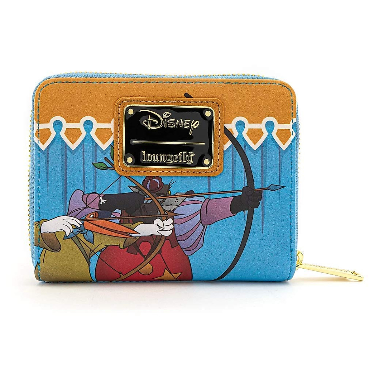 Loungefly x Disney Robin Hood Archery Tournament Zip-Around Wallet (Blue/Tan Multi, One Size)