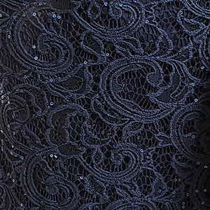 Alex Evenings Women's Long Sleeveless Cascade Ruffle Detail Dress with Front Slit, Navy Sequin, 14