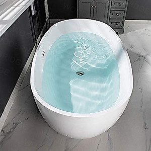 WOODBRIDGE 59" Freestanding White Acylic Soaking Bathtub with Chrome Drain and Overflow,BTA1518 -C-Drain &O