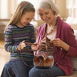 Joyeee Handmade Yarn Bowl, 6.3'' Crafted Wooden Yarn Storage Bowl with Lid Crocheting Knitting Bowl Yarn Holder Gift for Knitting Crochet Enthusiasts