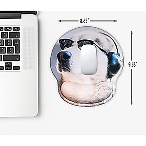 VEELAM Ergonomic Mouse Pad with Wrist Support Rest, Round Shape Funny Dog,Grey