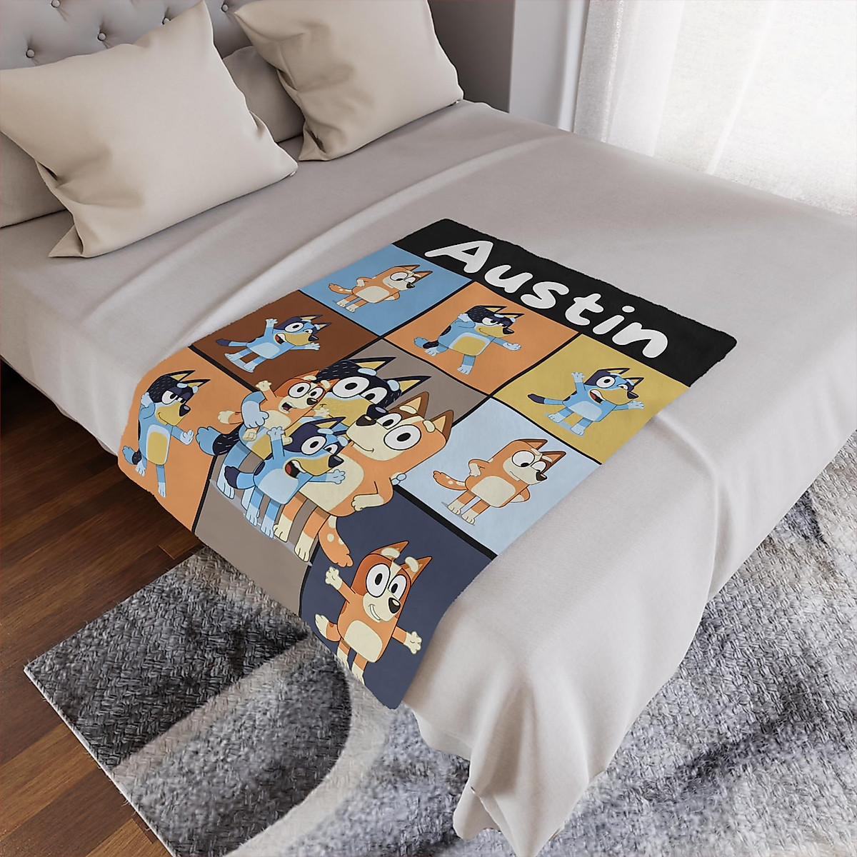 Plush Travel Throw Blanket - Blue and Bingo Blanket Measures 30x40 Inches Super Soft & Cozy Travel Accessories