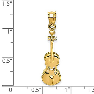 IceCarats 14K Yellow Gold Violin Necklace Charm Pendant Only