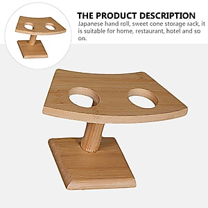 DOITOOL Ice Cream Cone Holder Temaki Sushi Hand Roll Display Stand Wooden Waffle Cones Holder Cupcake Cones Baking Rack Food Serving Rack