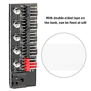 Wider Wiring Expand The 4‑pin Interface 4Pin Fan Hub, 1 to 5 Hub for CPU Motherboard Fan + Capacitor