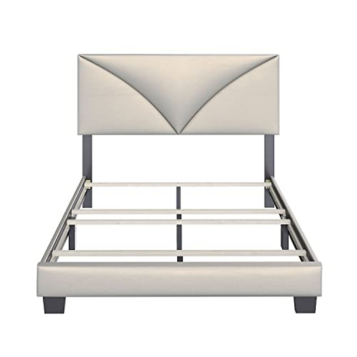 Boyd Sleep Cornerstone Platform Bed Frame with Fabric Upholstered Headboard and Wooden Slats Supports, Box Spring Required: Faux Leather, Silver, Full