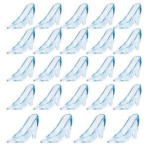 ZYFLSQ 24 Pieces Mini Plastic Cinderella Slippers 3.5 Inch Glass Heels Princess for Wedding Birthday Party Table Favors Decoration (Blue)
